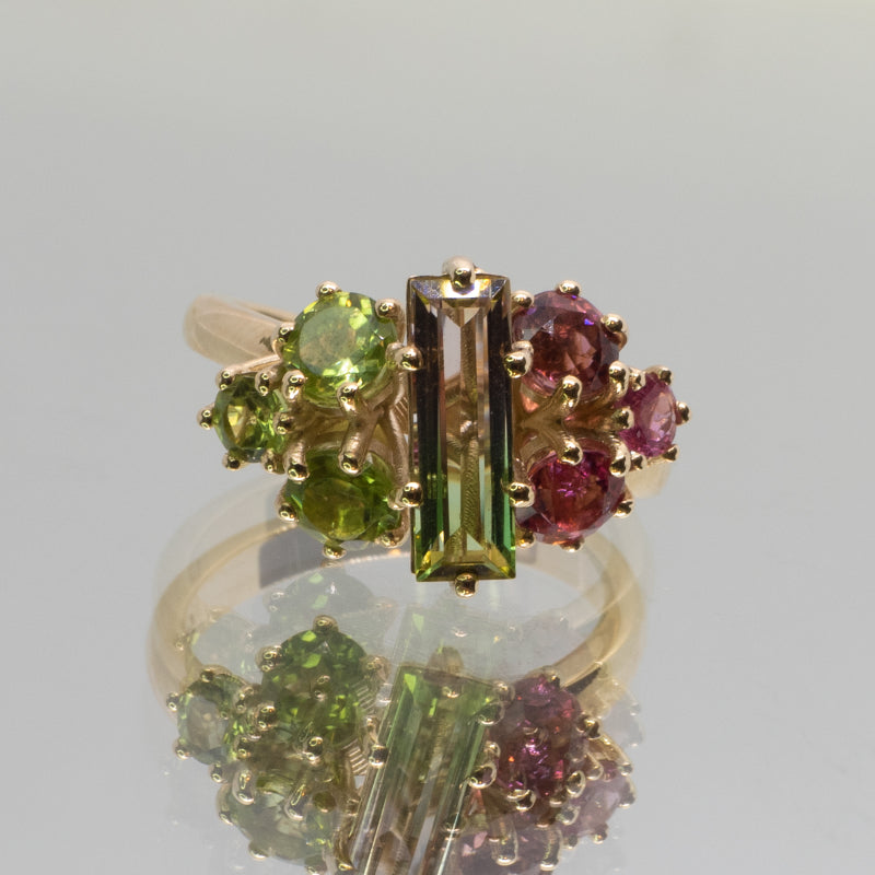 une - Bespoke - Watermelon Tourmaline, peridot and pink tourmaline clu ...